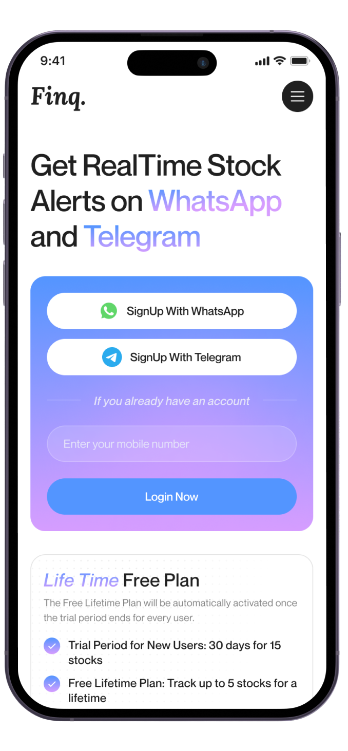 FinQ India - Real-time AI stock alerts via WhatsApp
